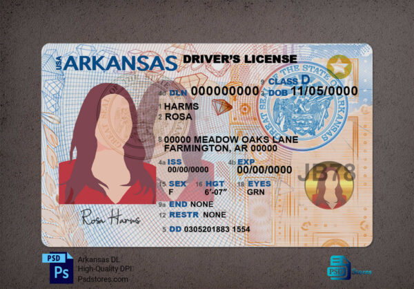 Arkansas Driver License Template - PSD Stores