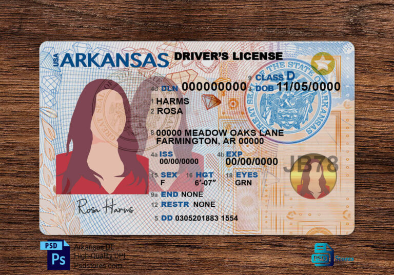 Arkansas Driver License Template - PSD Stores