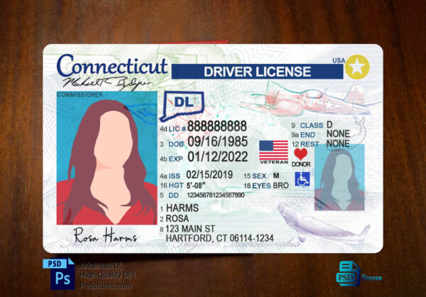 Connecticut Driver License Template - PSD Stores