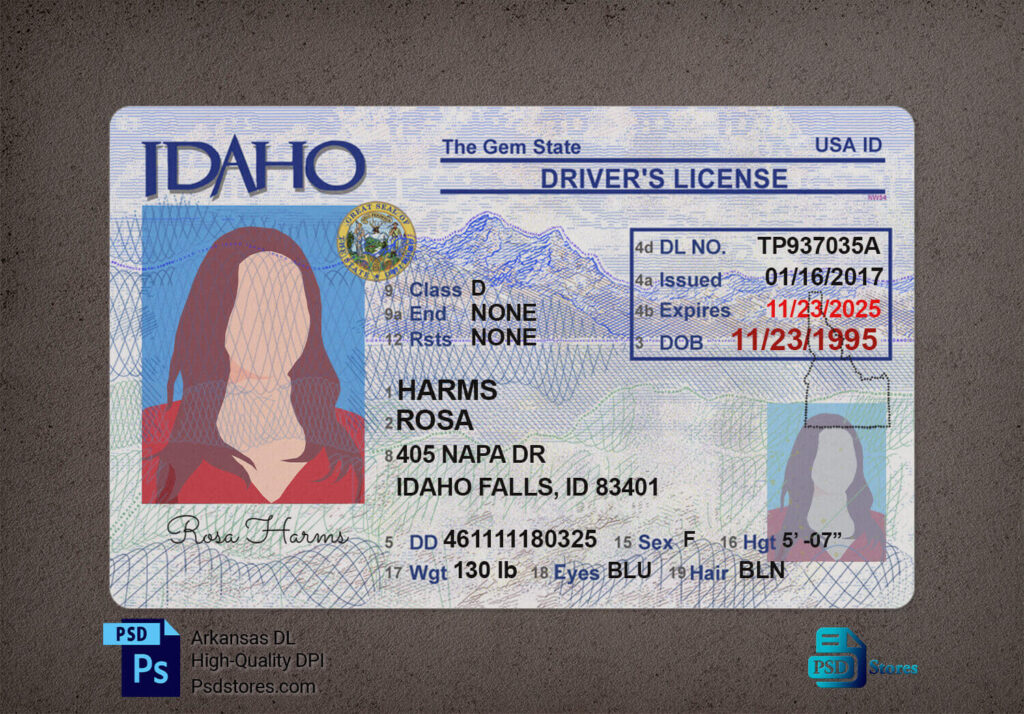 Idaho Driver License Template (V1) - PSD Stores