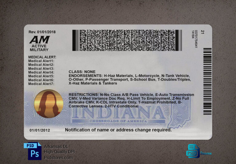 Indiana Driver License Template - PSD Stores