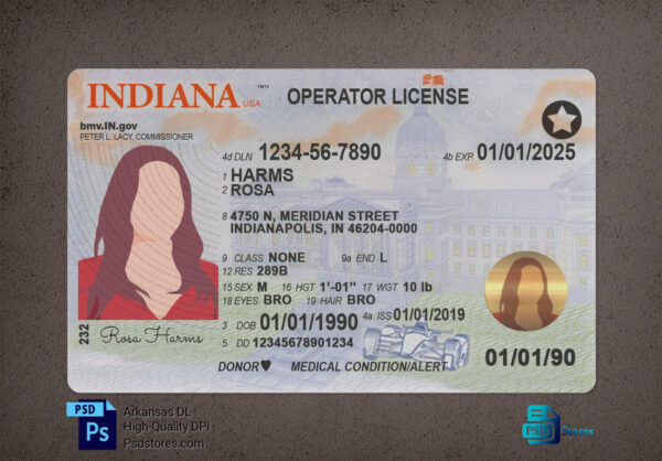 Indiana Driver License Template - PSD Stores