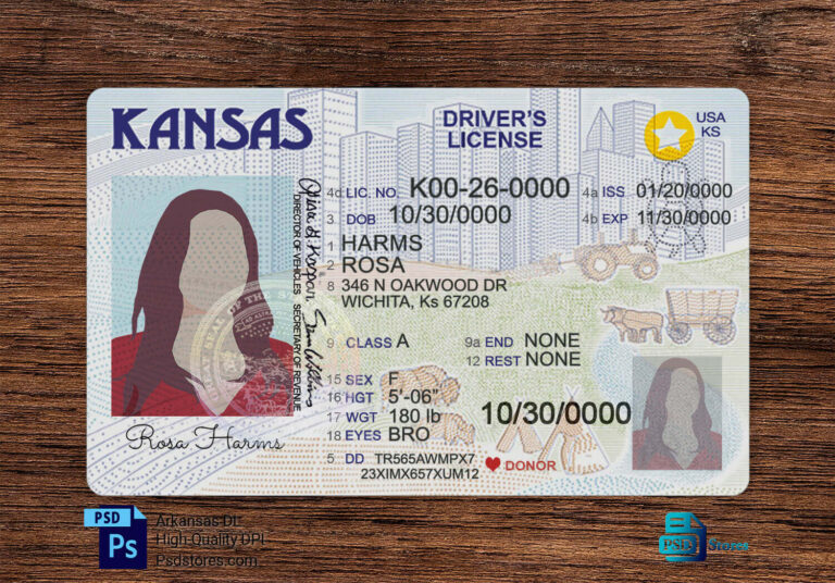 Kansas Driver License Template (V1) - PSD Stores