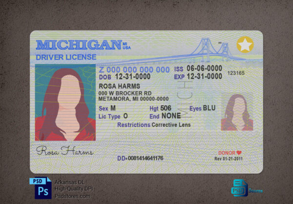 Michigan Driver License Template - PSD Stores