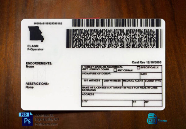 Missouri Driver License Template - PSD Stores