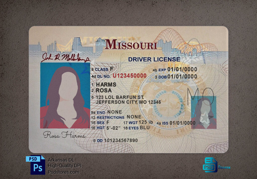Missouri Driver License Template Psd Stores