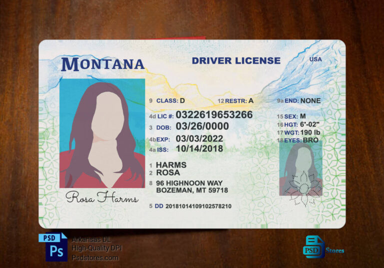 Montana Driver License Template - PSD Stores