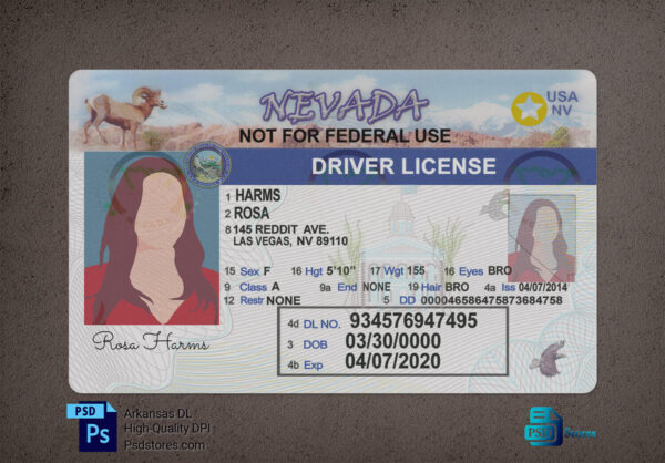 Nevada Driver License Template (V1) - PSD Stores