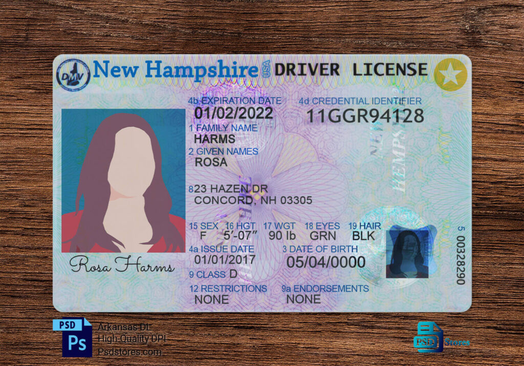 New Hampshire Driver License Template - PSD Stores