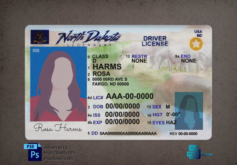 North Dakota Driver License Template - PSD Stores