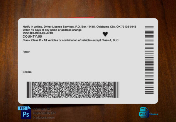 Oklahoma Driver License Template - PSD Stores