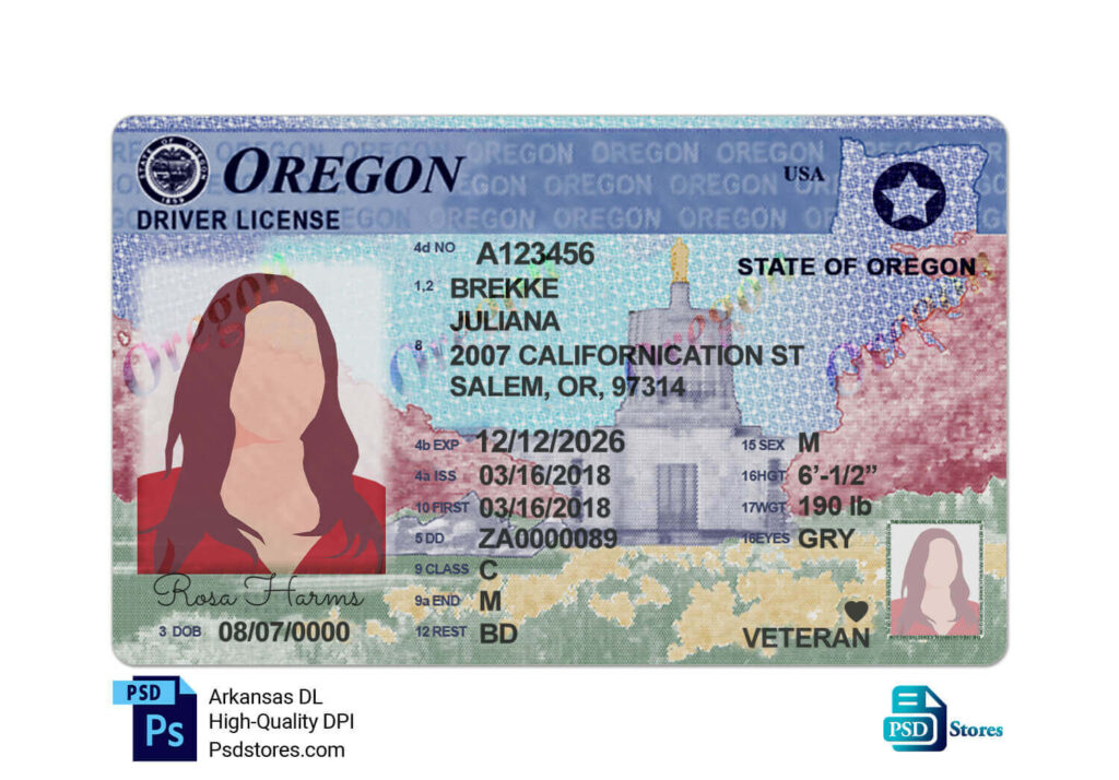 Oregon Driver License Template - PSD Stores