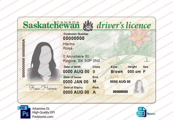 Saskatchewan Driver License Template - PSD Stores