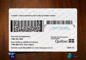 Quebec Driver License Template - PSD Stores
