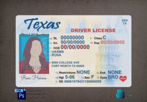 Texas Driver License Template (V1) - PSD Stores