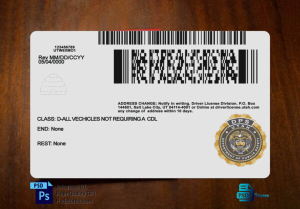 Utah Driver License Template - PSD Stores