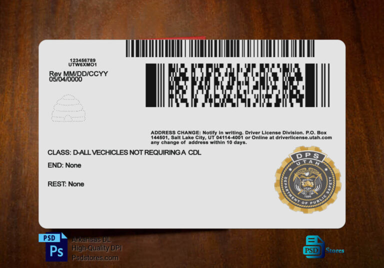 Utah Driver License Template - PSD Stores