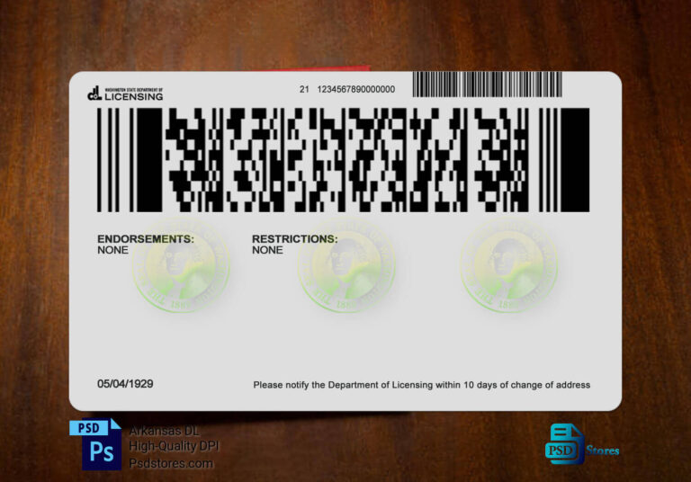Washington Driver License Template - PSD Stores