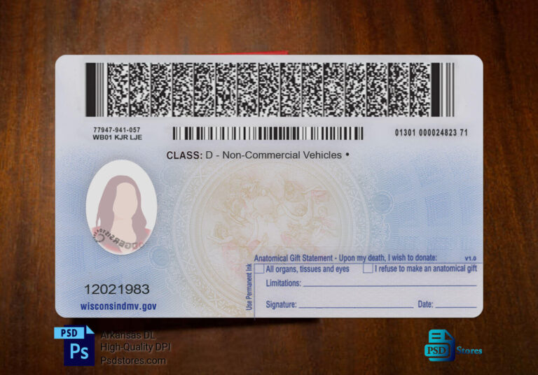 Wisconsin Driver License Template - PSD Stores