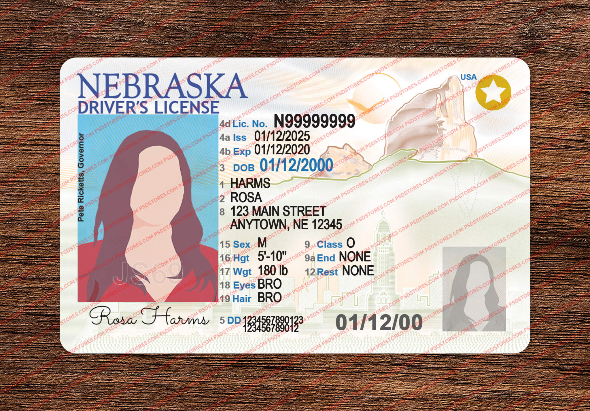Nebraska Driver License Template (V2) - PSD Stores