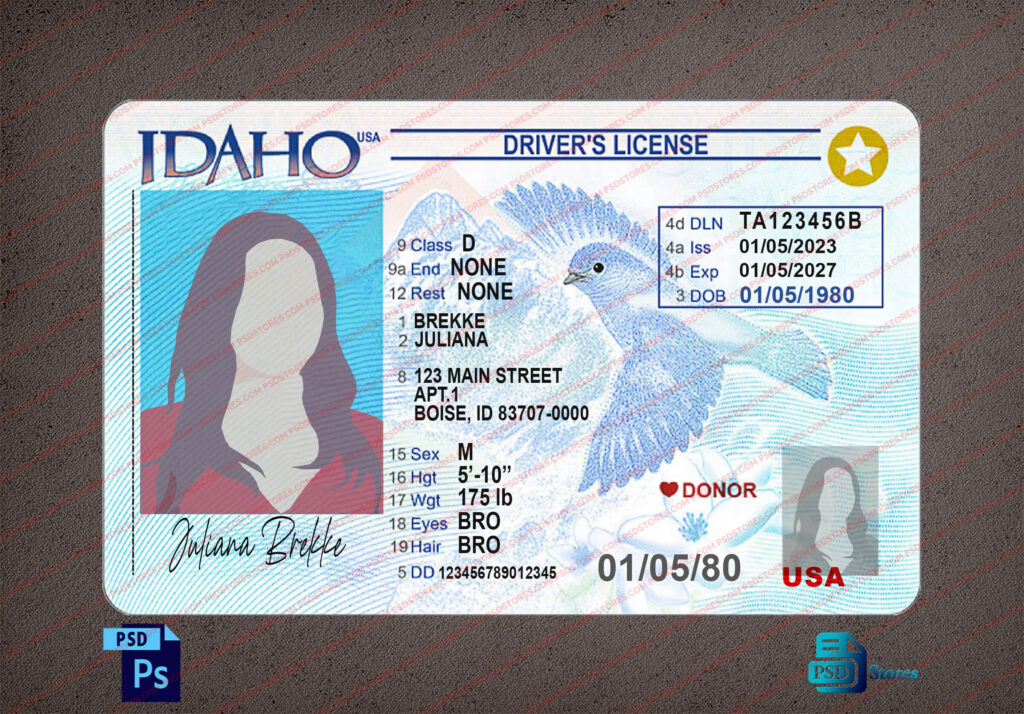 Idaho Driver License Template (V3) - PSD Stores