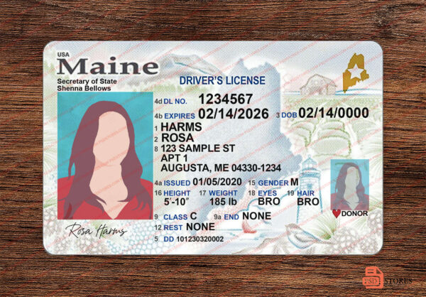 Maine Driver License Template (V2) - PSD Stores