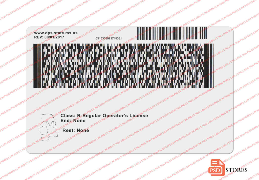 Mississippi Driver License Template (V2) - PSD Stores
