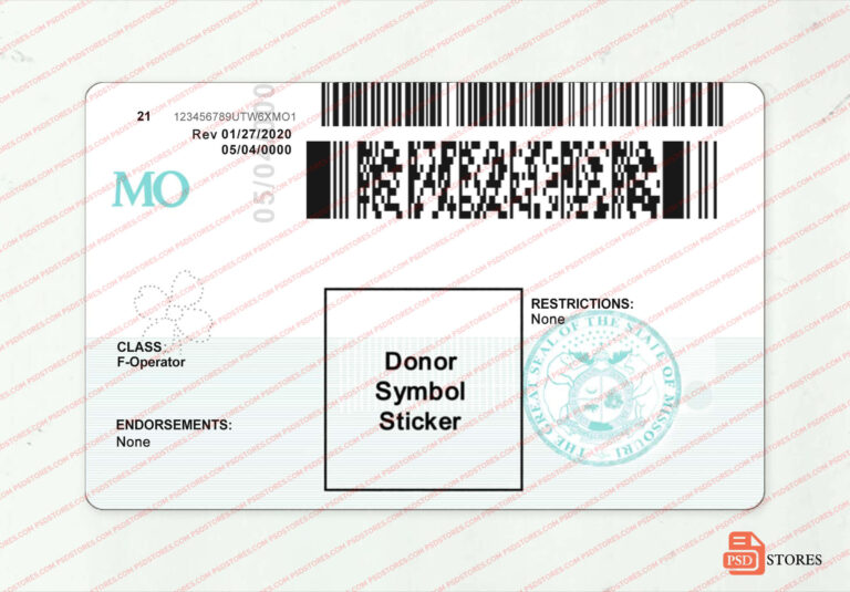 Missouri Driver License Template (V2) - PSD Stores