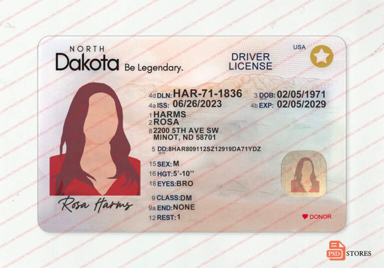 North Dakota Driver License Template (V2) - PSD Stores