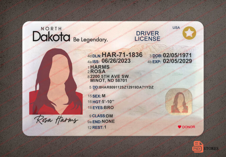 North Dakota Driver License Template (V2) - PSD Stores