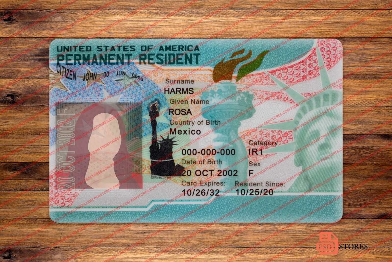 USA Permanent Resident Card Template (V3) - PSD Stores