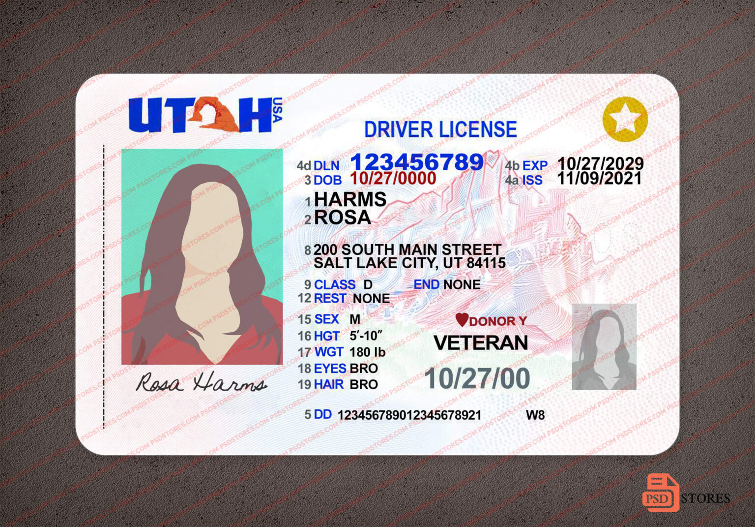 Utah Driver License Template (V2) - PSD Stores