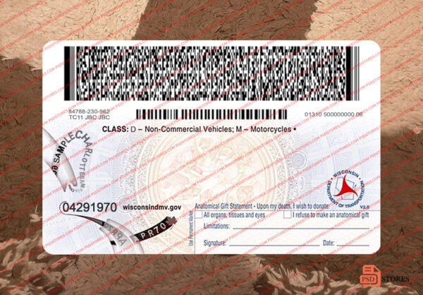 Wisconsin Driver License Template (V2) - PSD Stores